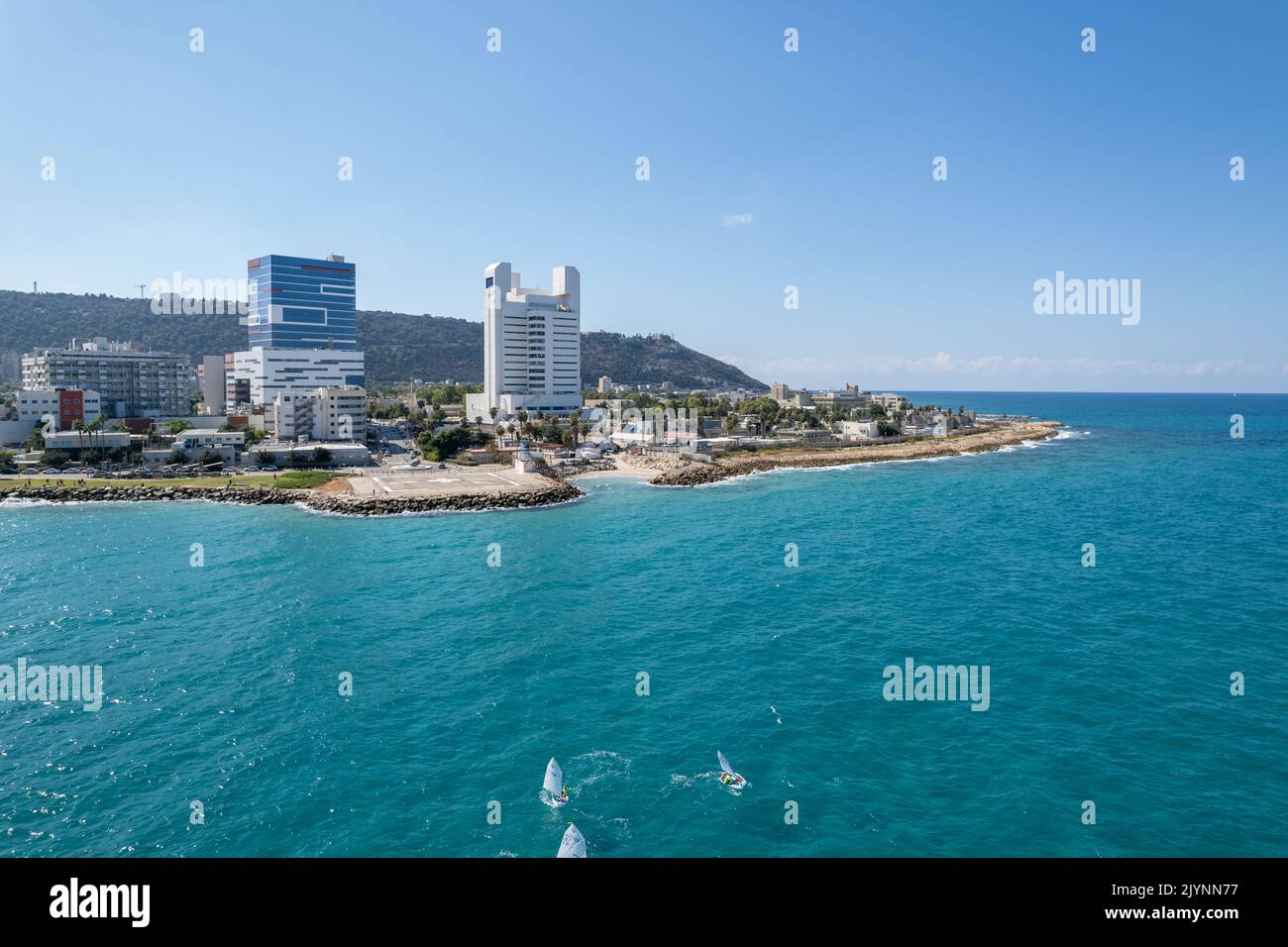 Haifa coastline. POV from the sea to Haifa Bay Stock Photo - Alamy
