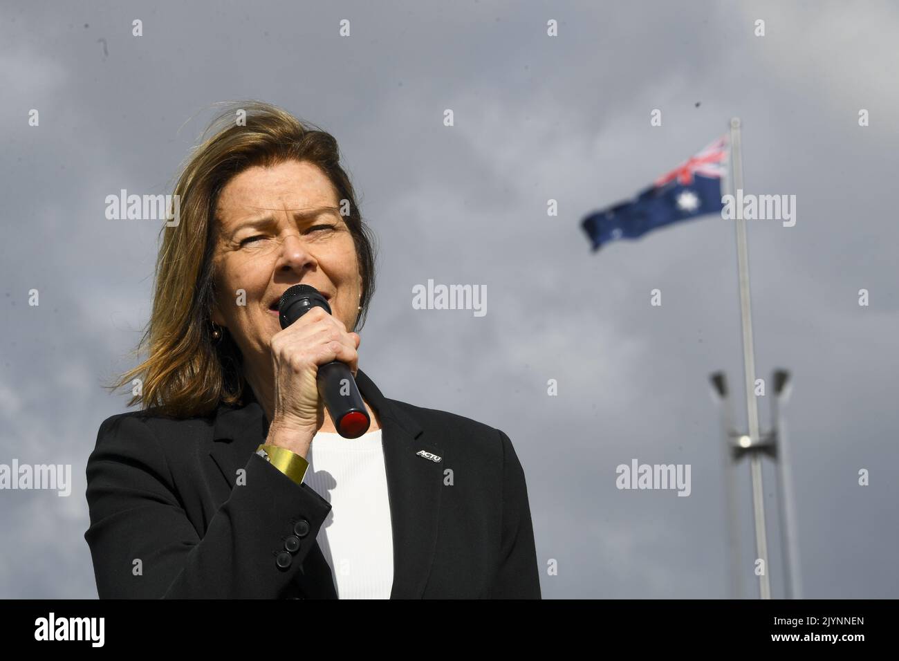 ACTU President Michele O’Neil addresses an aged care workers rally on ...