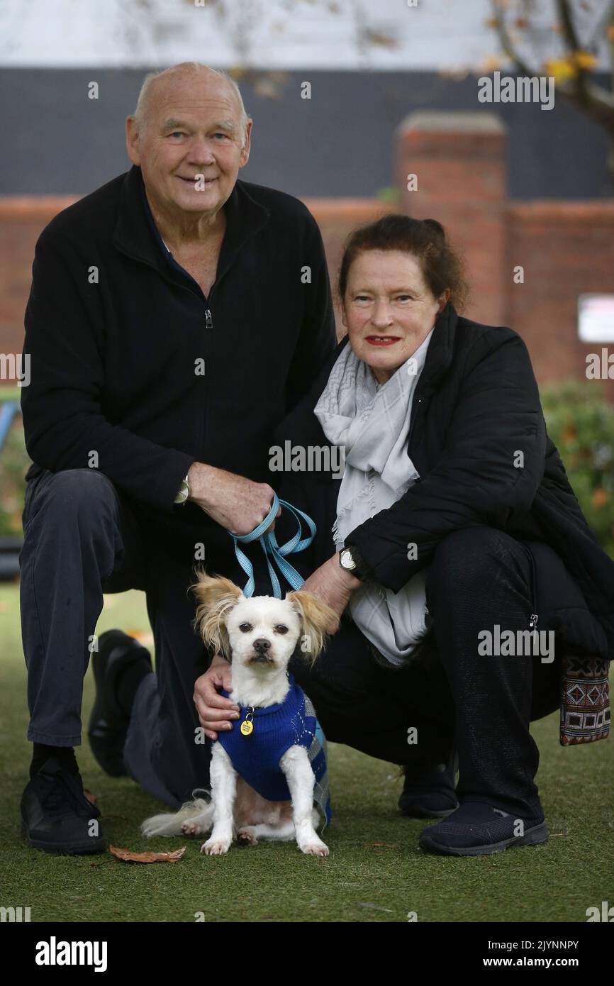 Maltese cross 'Buddy' and his owners Danuta and Jim Reilly pose for a ...