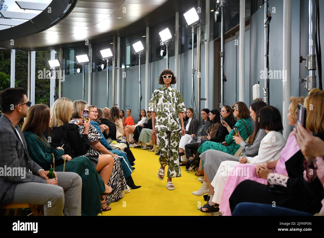 A model walks the runway during the Aje Resort 22 runway show at the ...