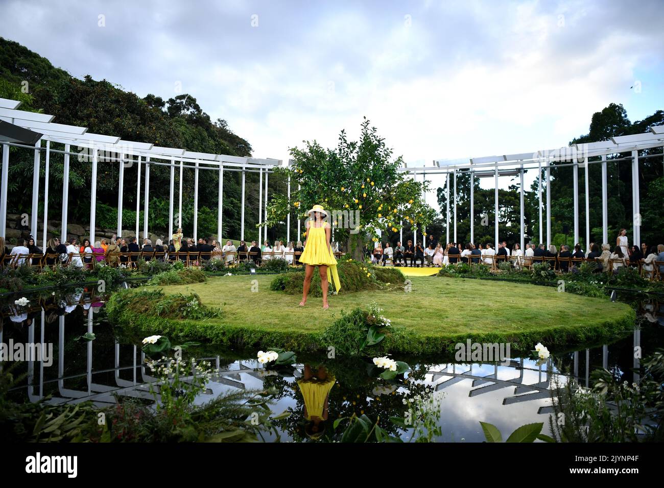 A model walks the runway during the Aje Resort 22 runway show at the ...