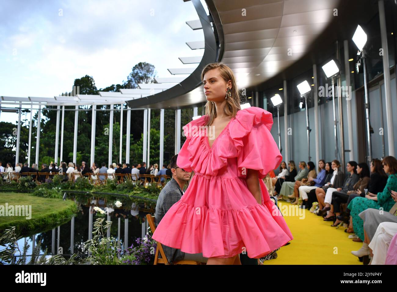 A model walks the runway during the Aje Resort 22 runway show at the ...