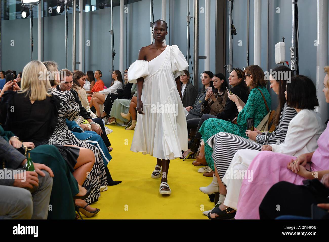 A model walks the runway during the Aje Resort 22 runway show at the ...
