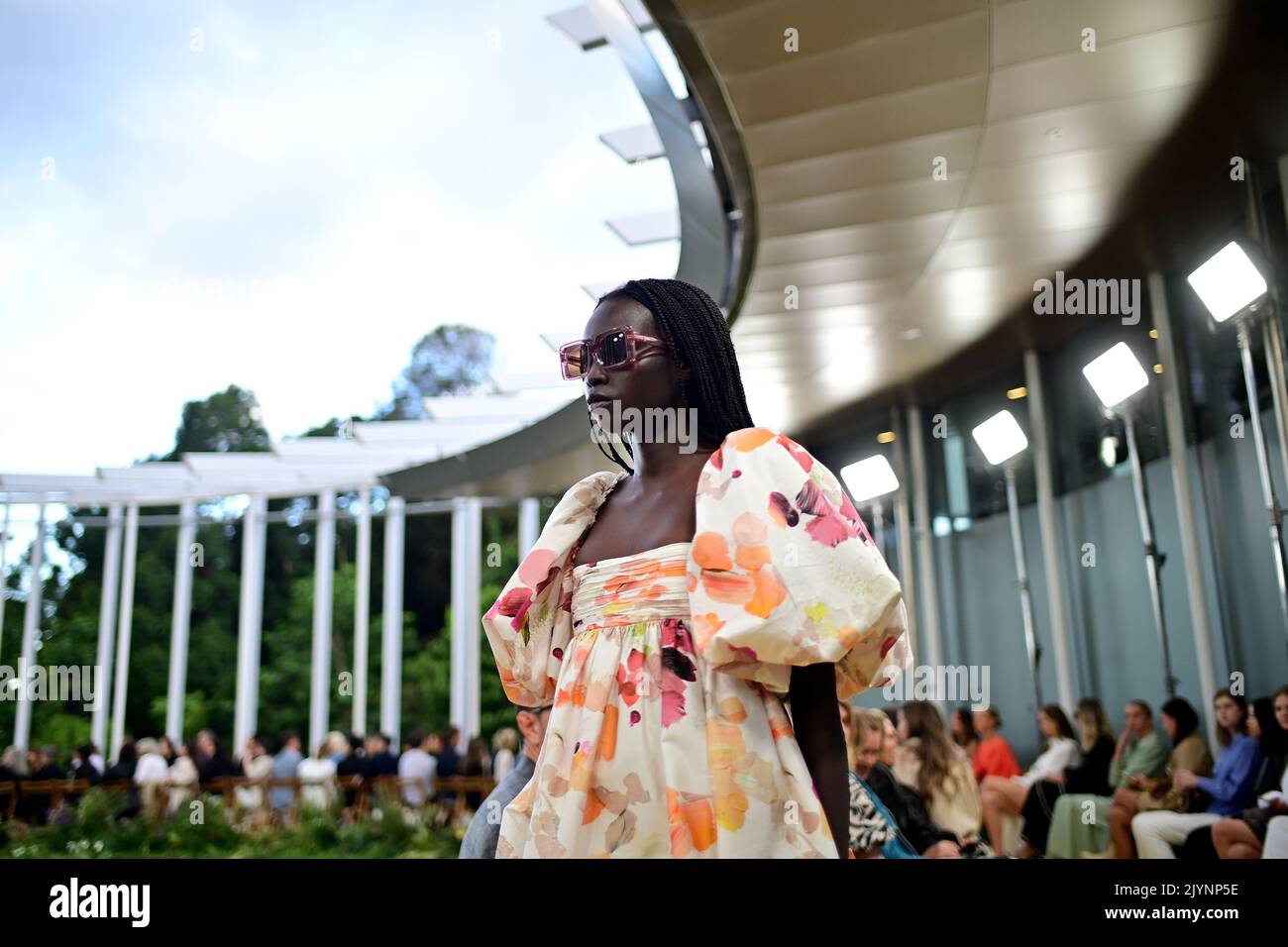A model walks the runway during the Aje Resort 22 runway show at the ...