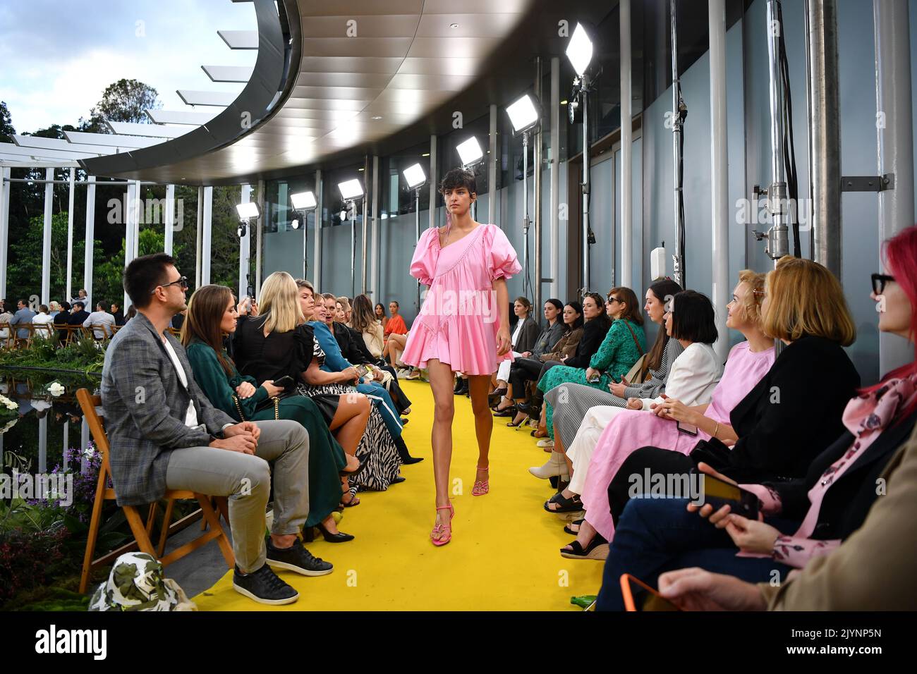 A model walks the runway during the Aje Resort 22 runway show at the ...