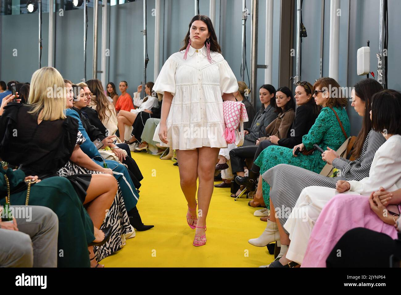 A model walks the runway during the Aje Resort 22 runway show at the ...