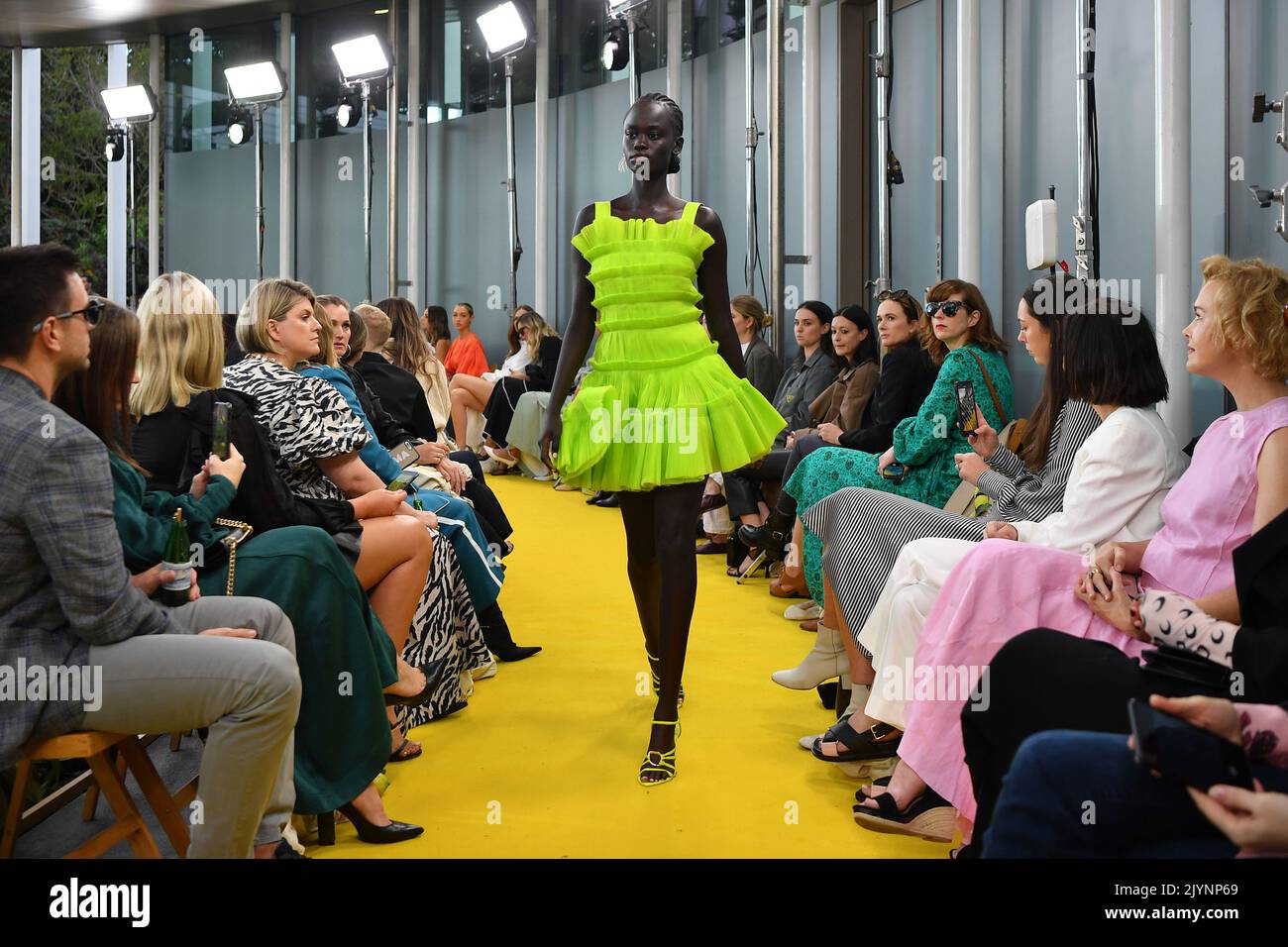 A model walks the runway during the Aje Resort 22 runway show at the ...