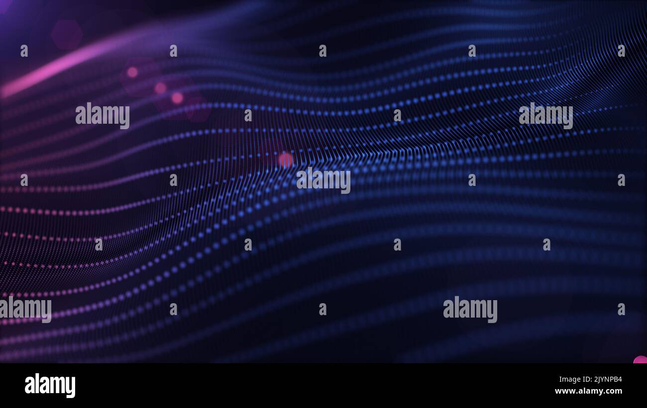 Abstract Digital Color Wave With Flowing Small Particles Dance Motion