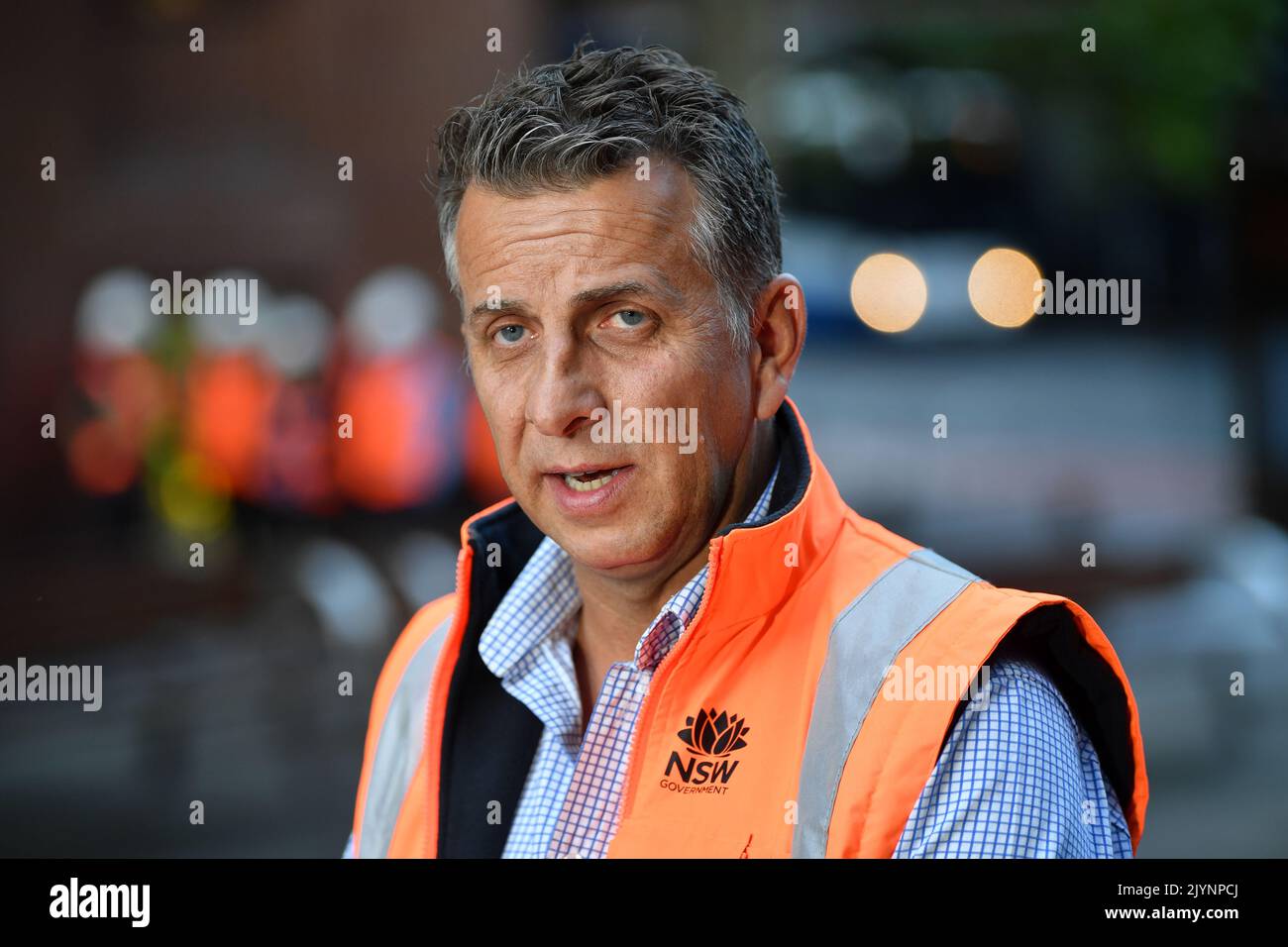 NSW Minister for Transport and Roads Andrew Constance speaks to the ...