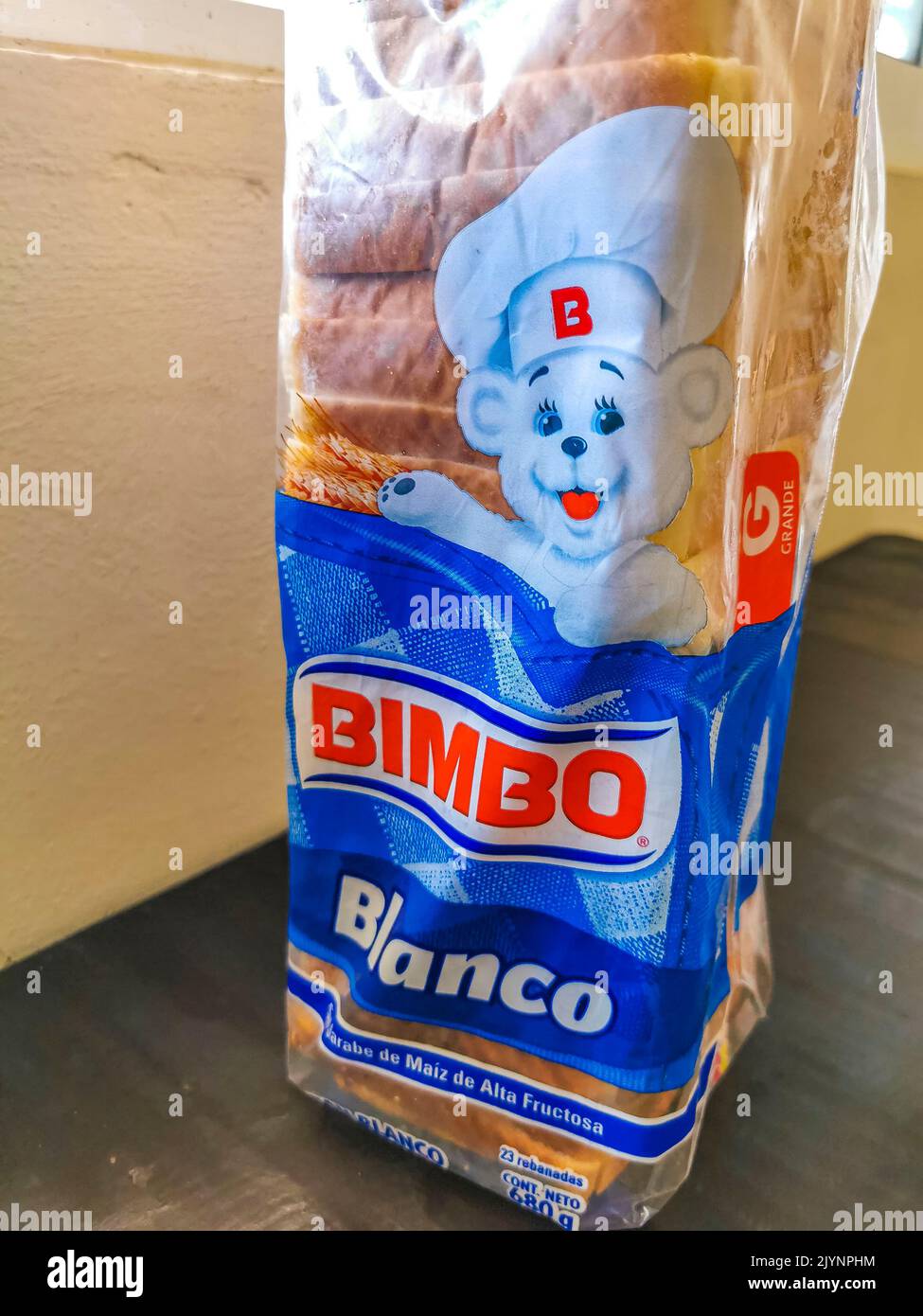 Playa del Carmen Mexico 25. August 2021 Bimbo toast white bread ...