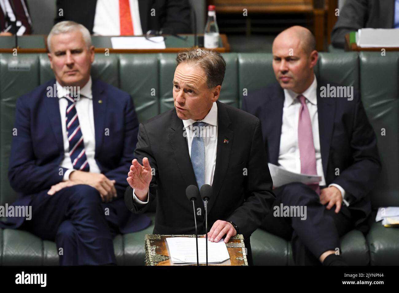 Australian Health Minister Greg Hunt speaks during House of ...