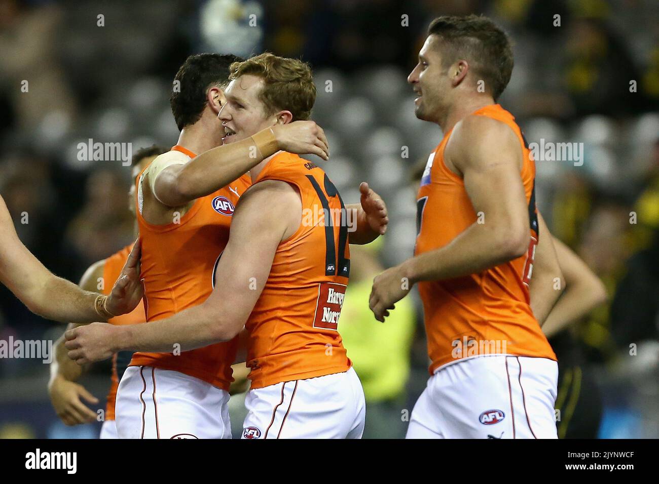 Tom Green of the Giants celebrates a goal during the Round 9 AFL match ...