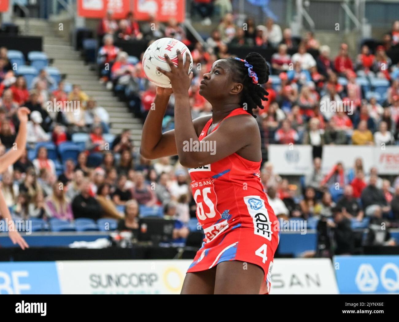 Sam Wallace of the Swifts in action during the Round 3 Super Netball ...