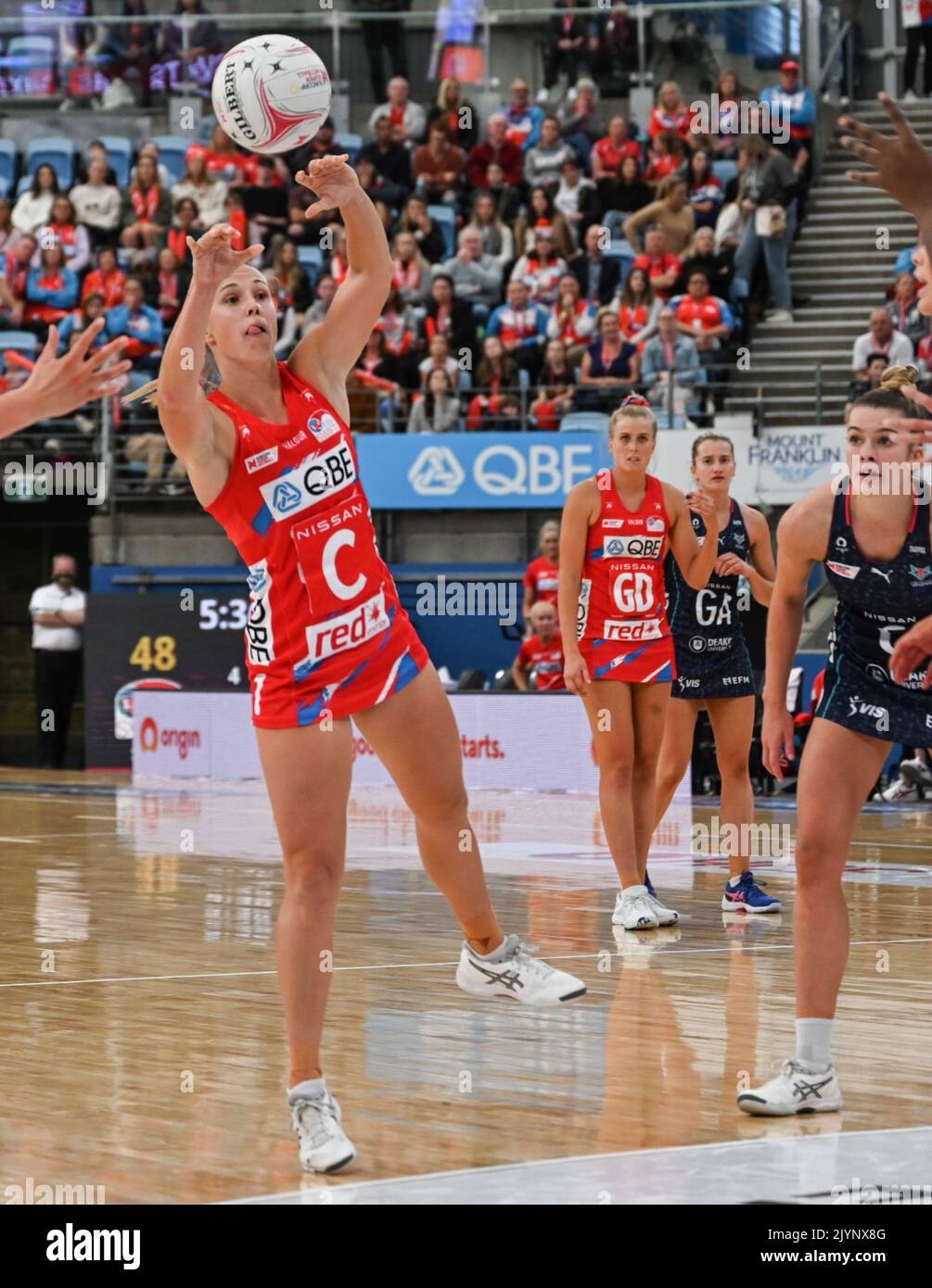 Paige Hadley of the Swifts in action during the Round 3 Super Netball ...