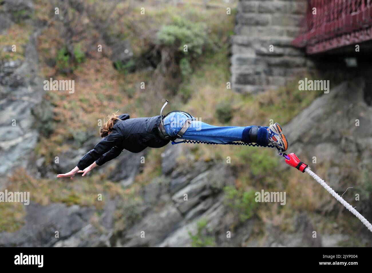 An undated image of a tourist bungee jumping off Kawarau bridge in ...