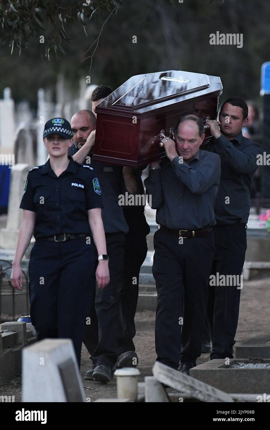 Adelaide Cemetery Authority pall bearers carry the body of the exhumed ...