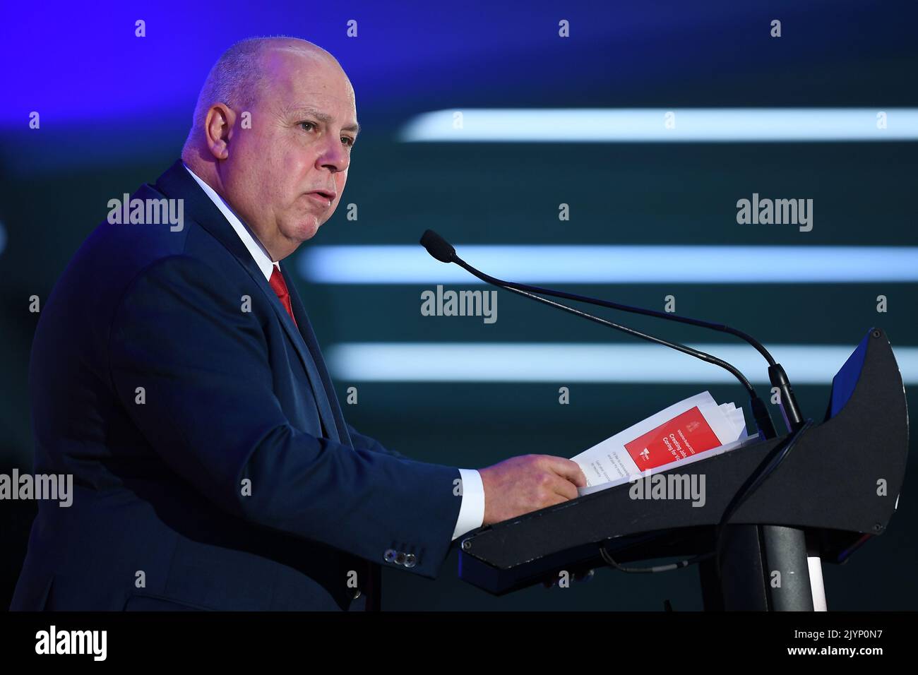 Victorian Treasurer Tim Pallas speaks to Journalists during the 2021/22 ...