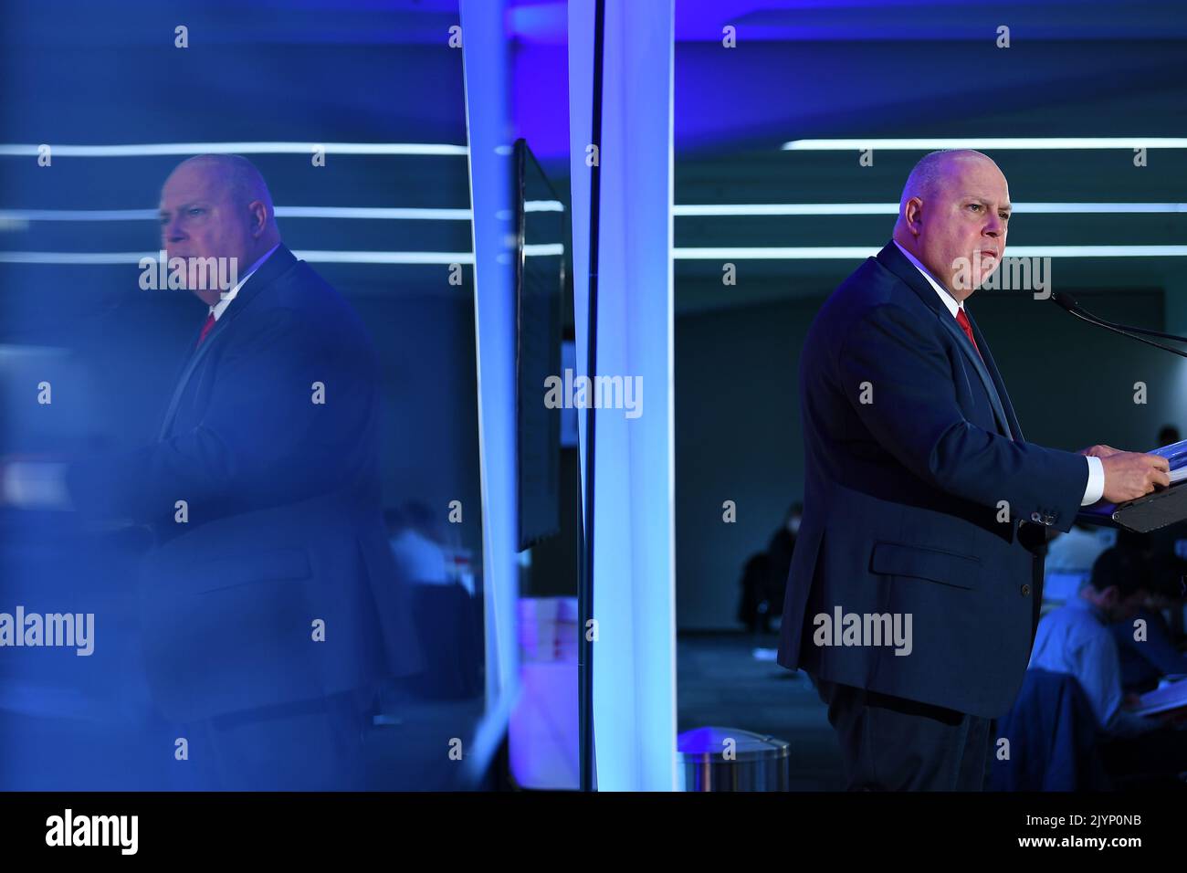 Victorian Treasurer Tim Pallas speaks to Journalists during the 2021/22 ...