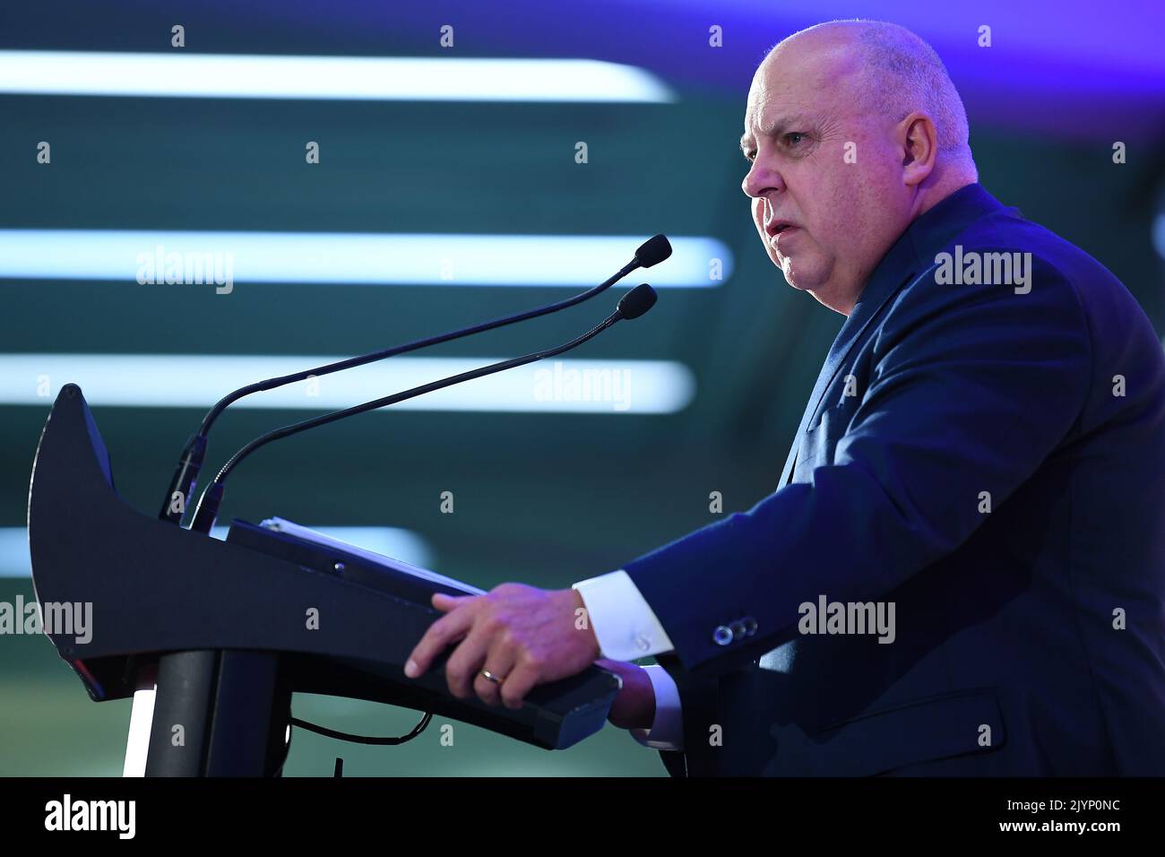 Victorian Treasurer Tim Pallas speaks to Journalists during the 2021/22 ...