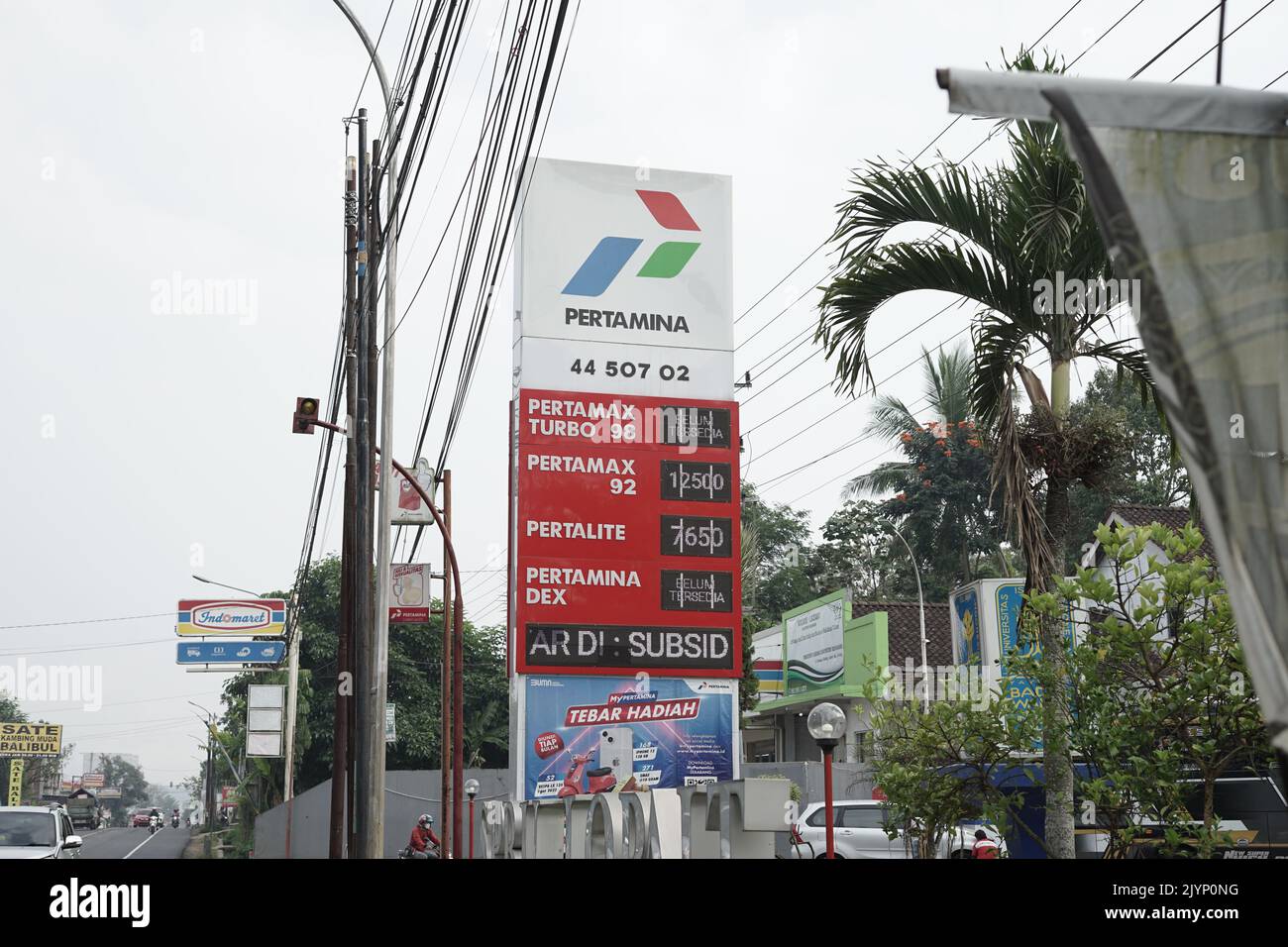 Sign and price list of Pertamina petrol station in Semarang regency ...