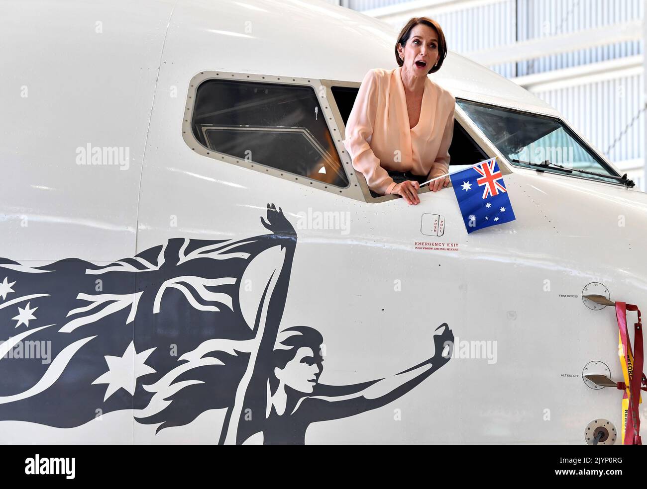 Virgin Australia Group CEO Jayne Hrdlicka is seen in the cockpit of a ...