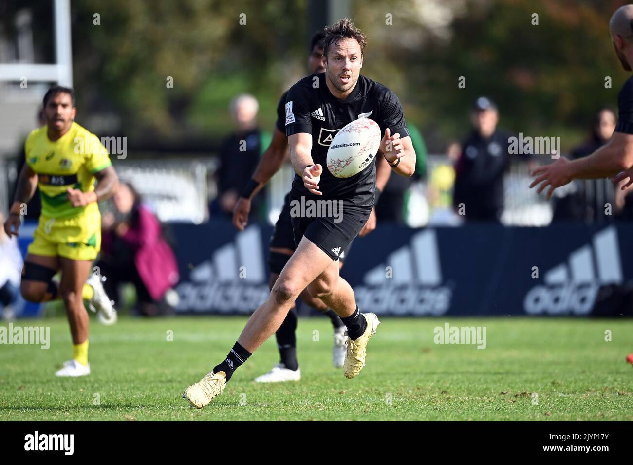 Tim Mikkelson during the Rugby Sevens match between the All Blacks ...