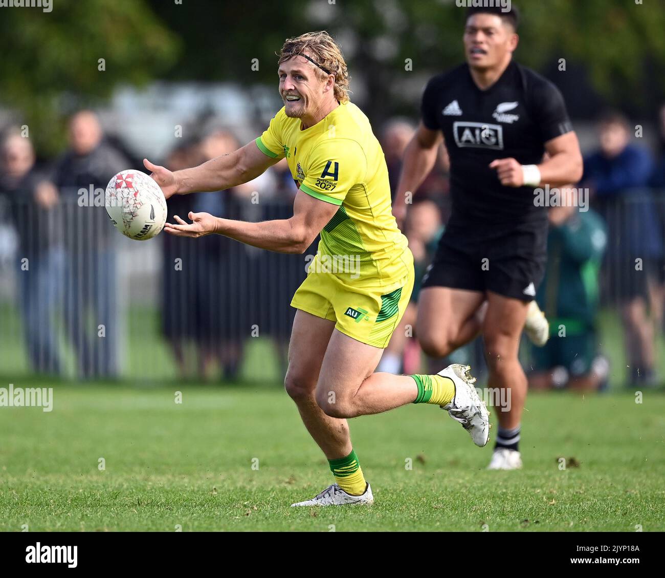 Stu Dunbar during the Rugby Sevens match between the All Blacks Sevens ...