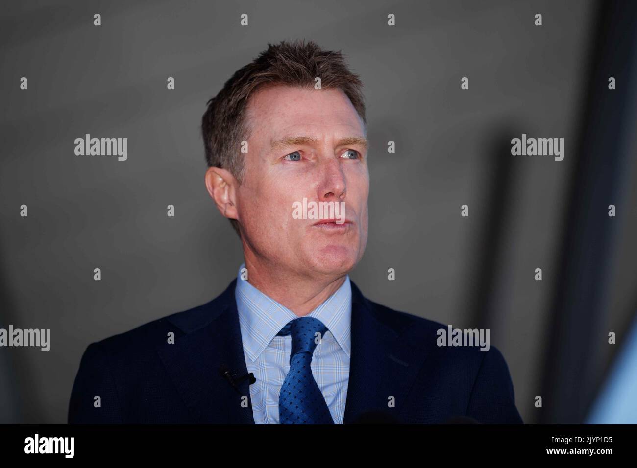 Minister for Industry Christian Porter speaks to the media during a ...