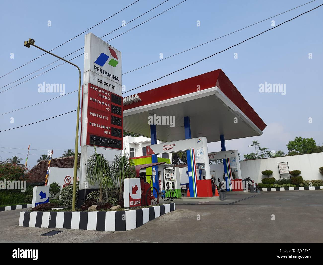 Sign and price list of Pertamina petrol station in Semarang regency ...