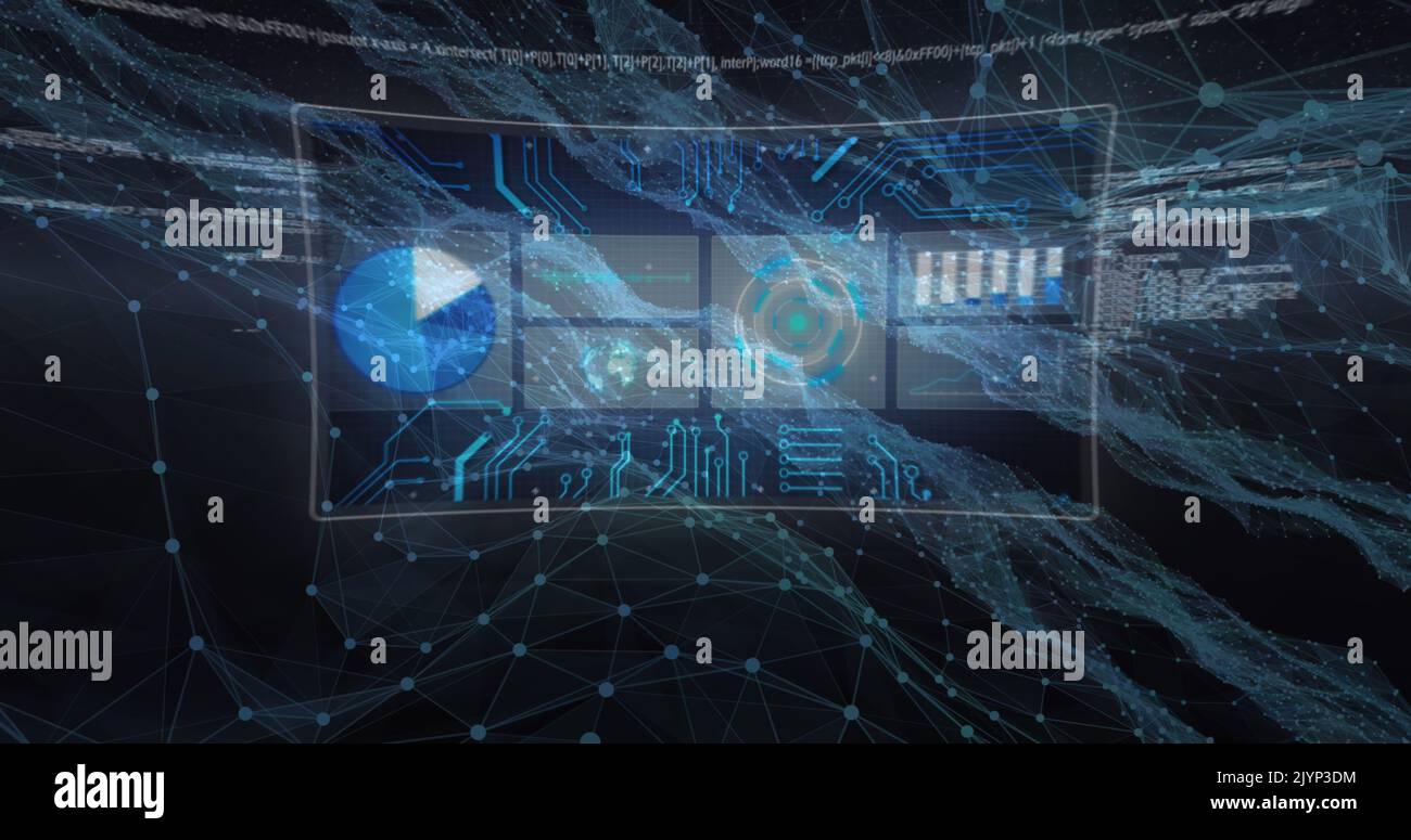 Image of scanning and network of connections over earth seen from space ...