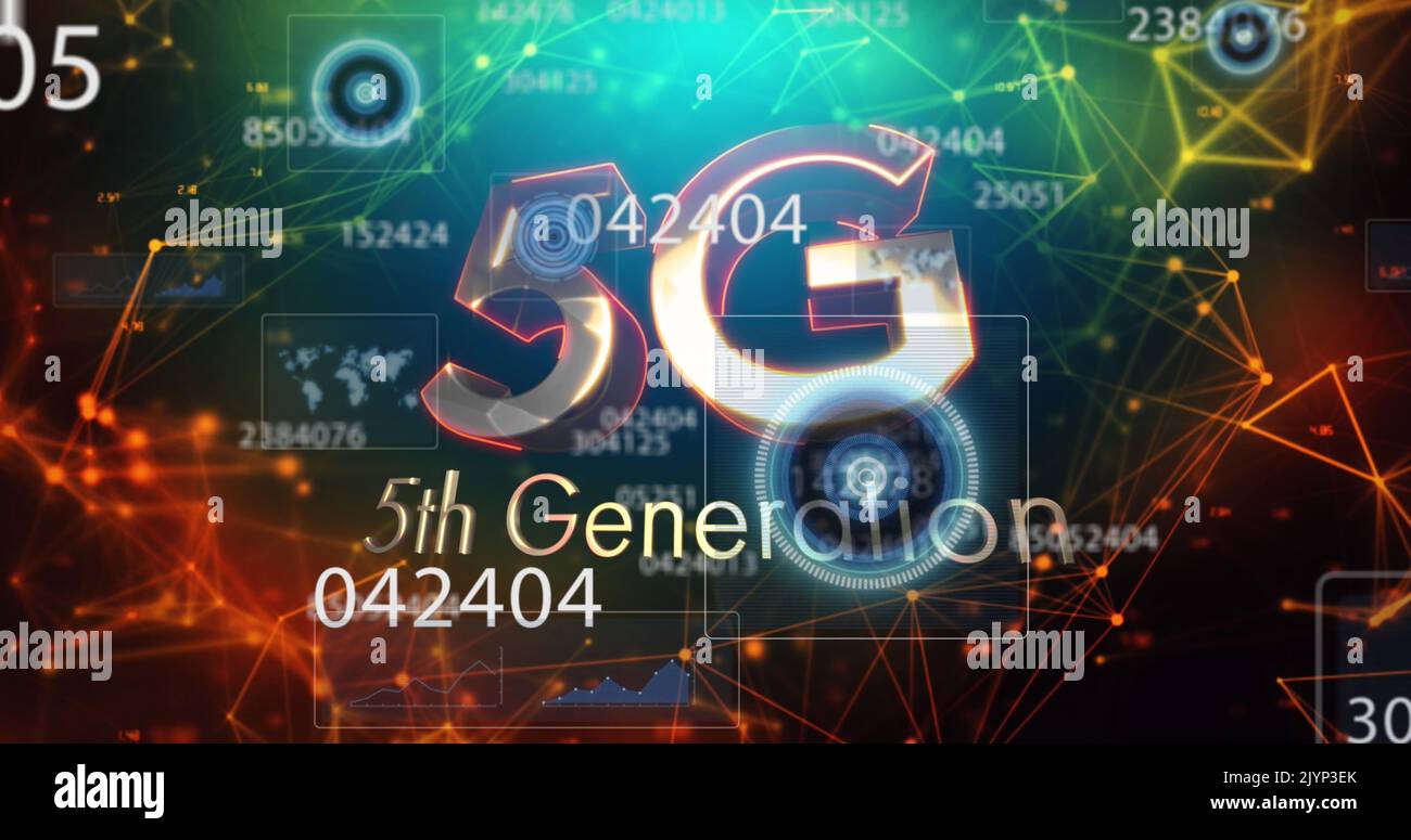 5g text against multiple changing numbers and network of connections on ...