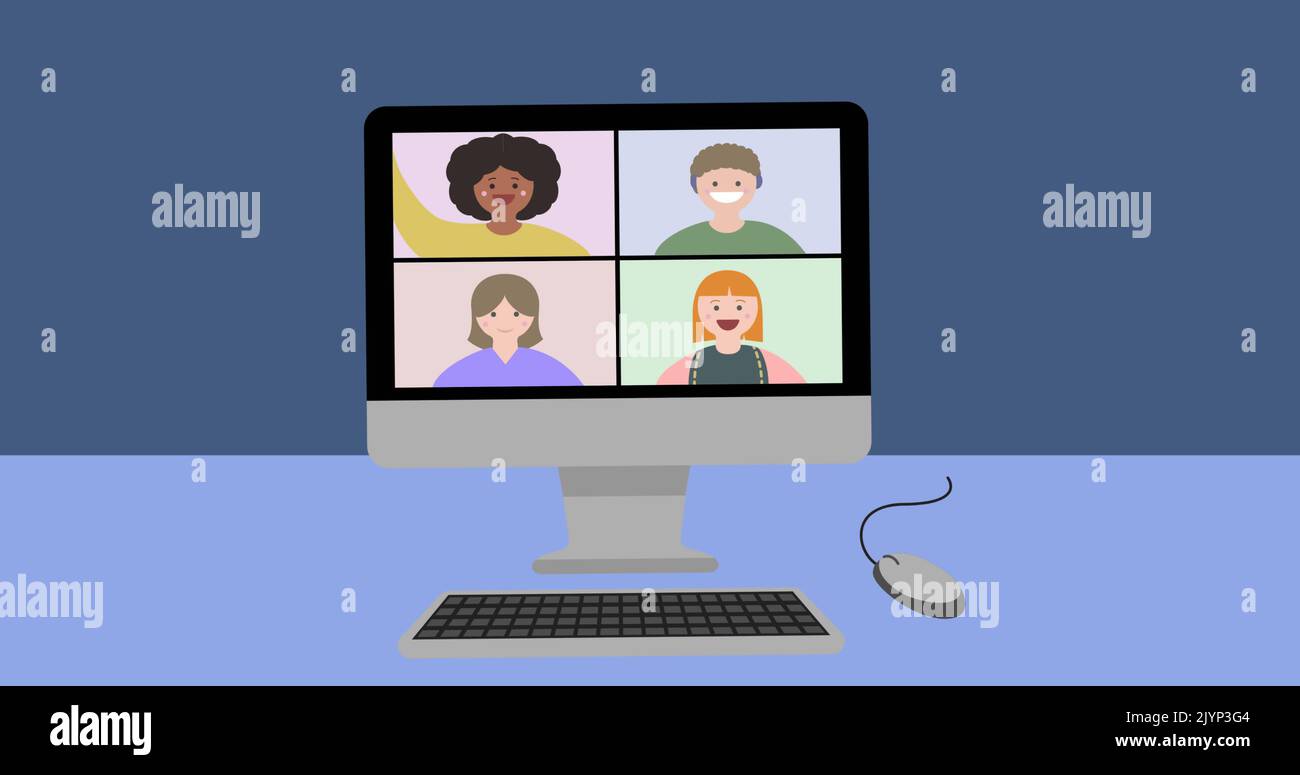 Image of image call icon moving on blue background Stock Photo - Alamy