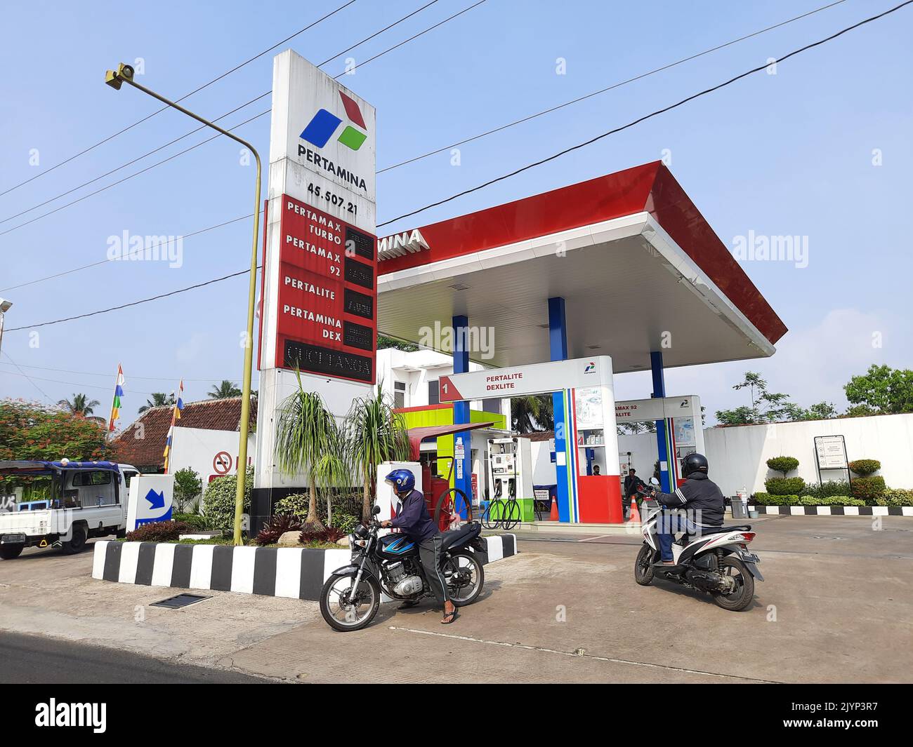 Semarang, Indonesia - September 3, 2022: Residents refuelling the ...