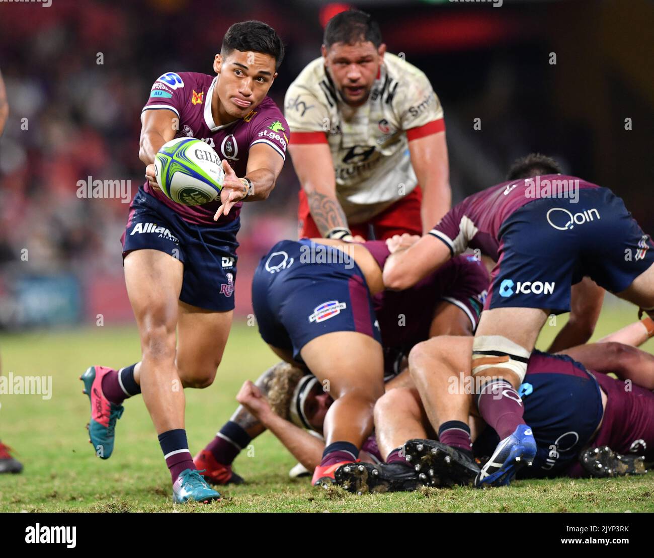Kalani Thomas (left) of the Reds in action during the Round 2 Trans ...