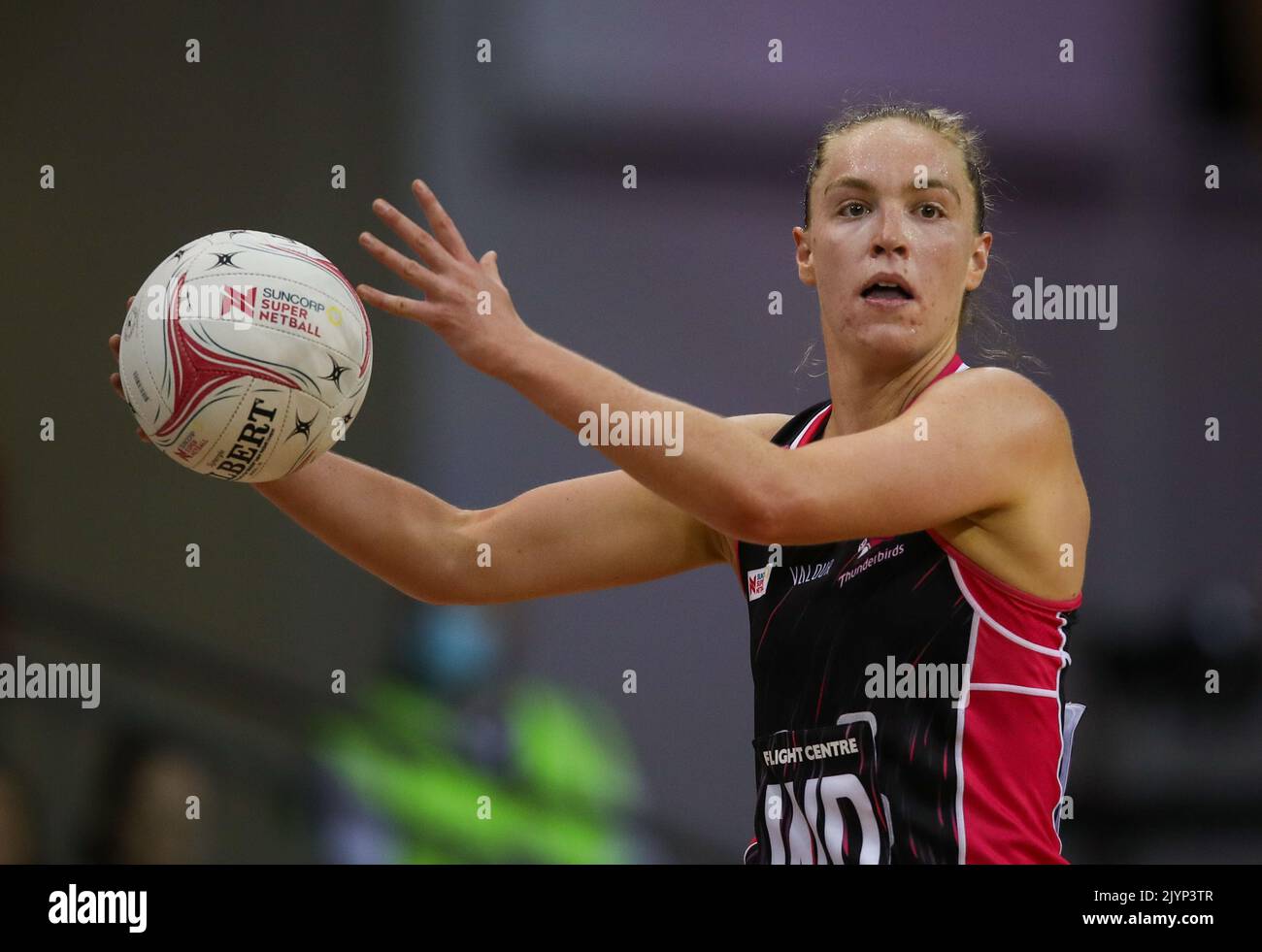 Hannah Petty of the Thunderbirds during the Round 4 Super Netball match ...