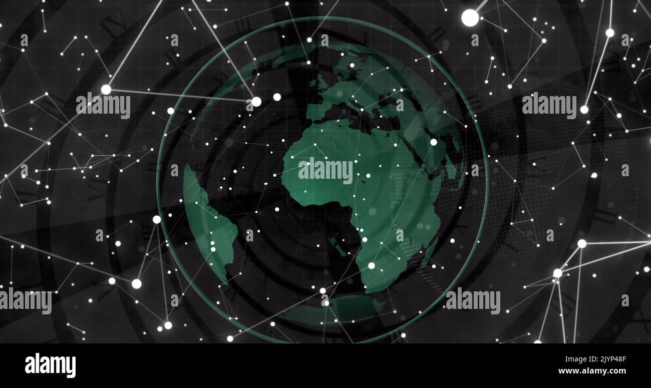 Image of digital data processing on screens over globe Stock Photo - Alamy