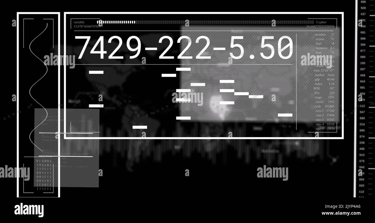 Image of digital data processing over black background Stock Photo - Alamy