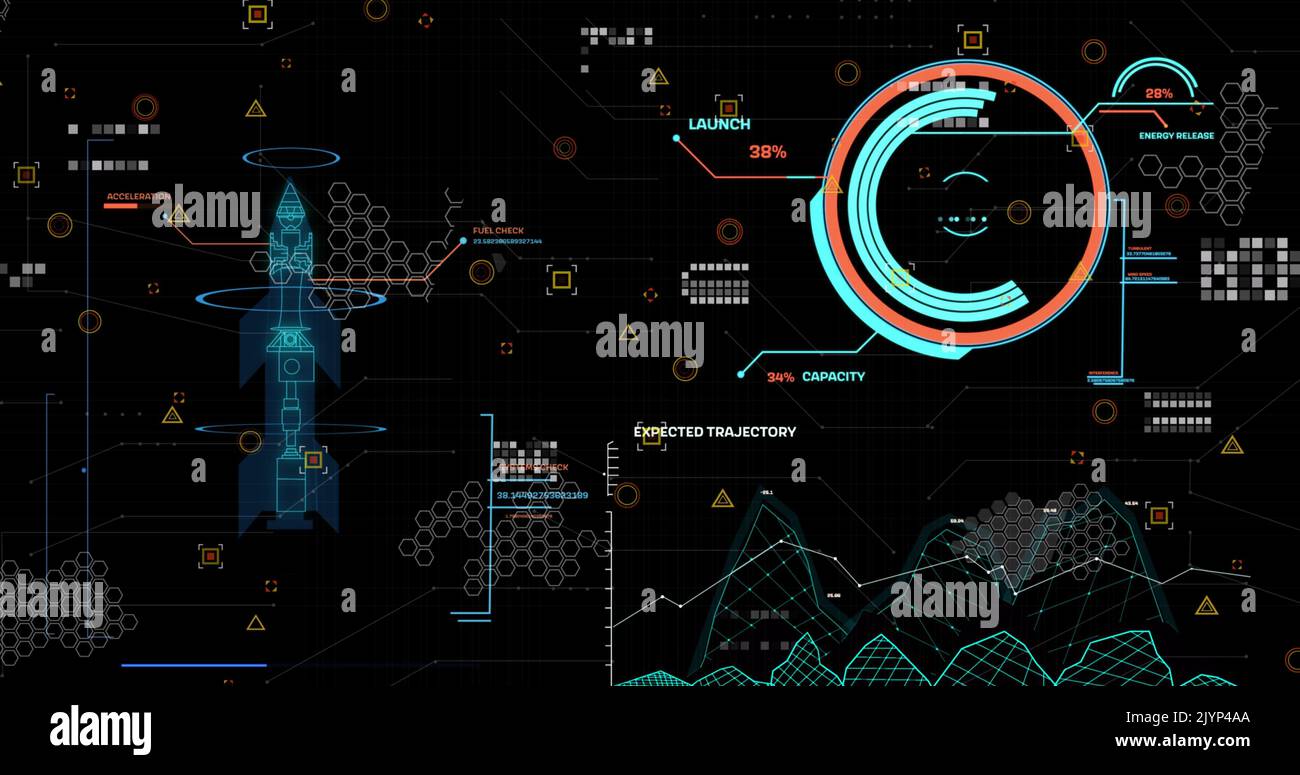 Image of digital data processing and scan scoping over black background Stock Photo - Alamy
