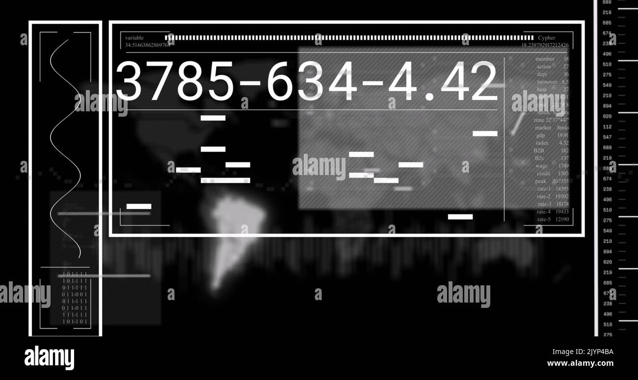 Image of digital data processing over black background Stock Photo - Alamy