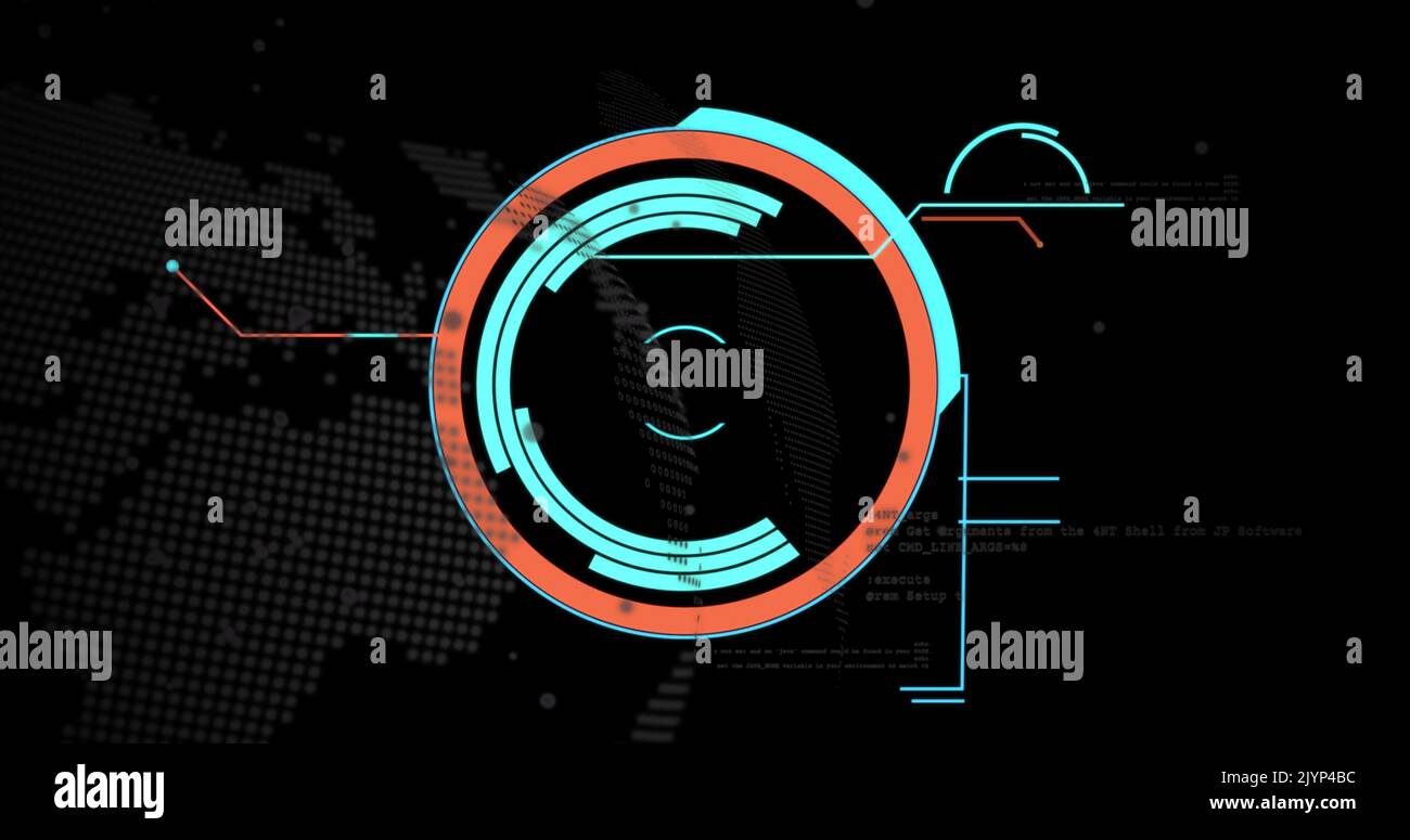 Image of digital data processing and scan scoping over black background Stock Photo - Alamy