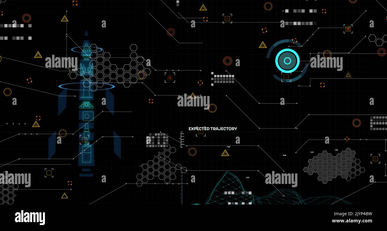 Image of digital data processing and scan scoping over black background Stock Photo - Alamy