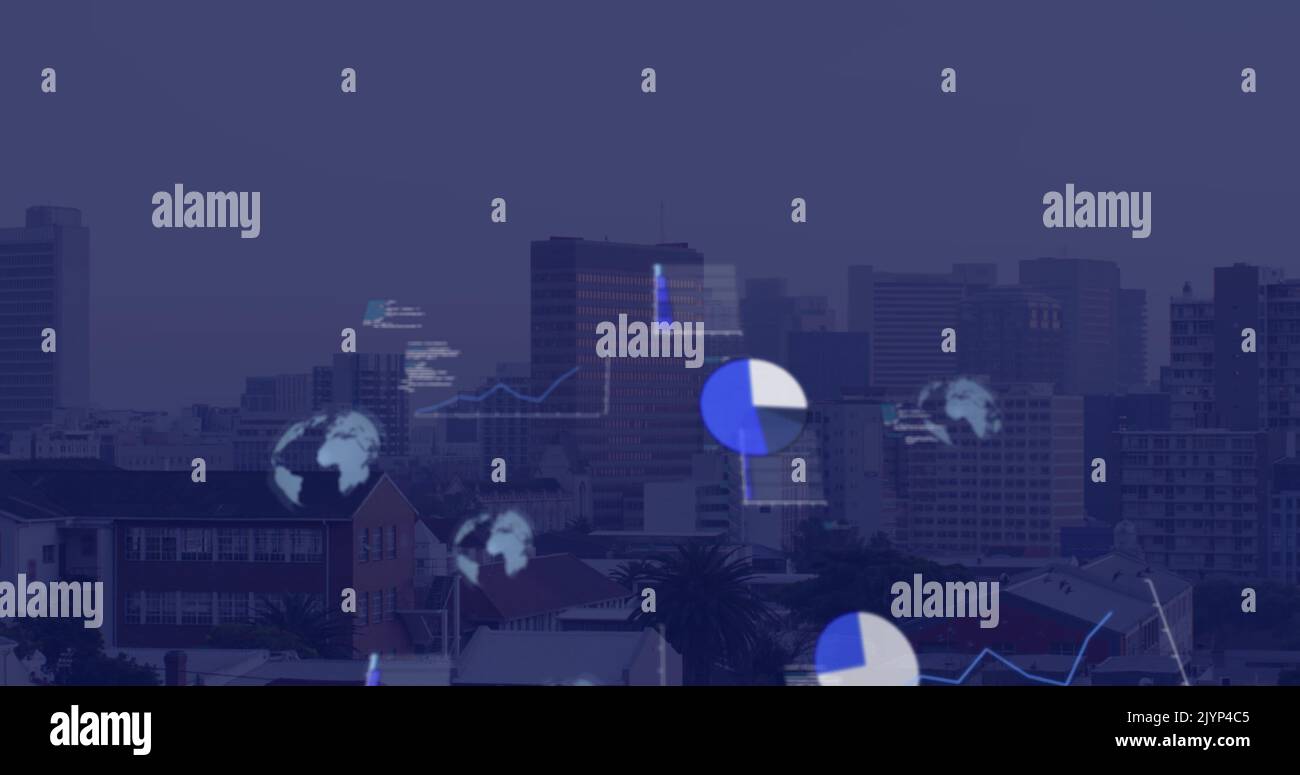 Image of digital data processing over cityscape Stock Photo - Alamy