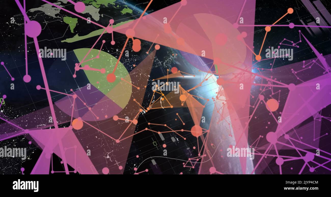 Image of digital data processing and connections over globe Stock Photo ...