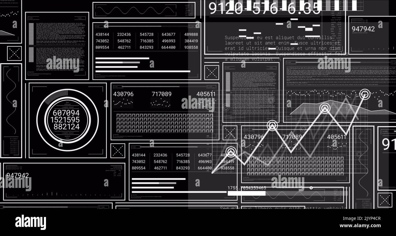 Image of digital data processing over black background Stock Photo - Alamy