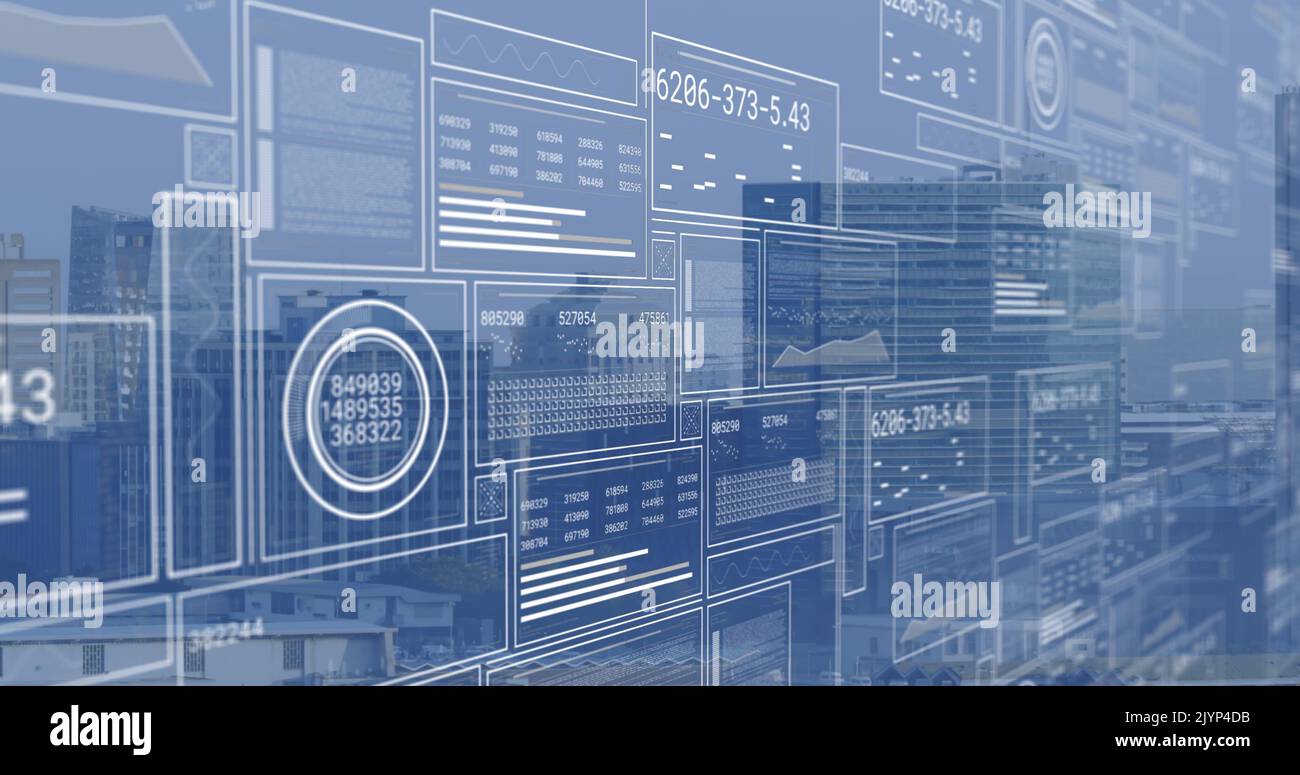 Image of digital data processing over cityscape Stock Photo - Alamy