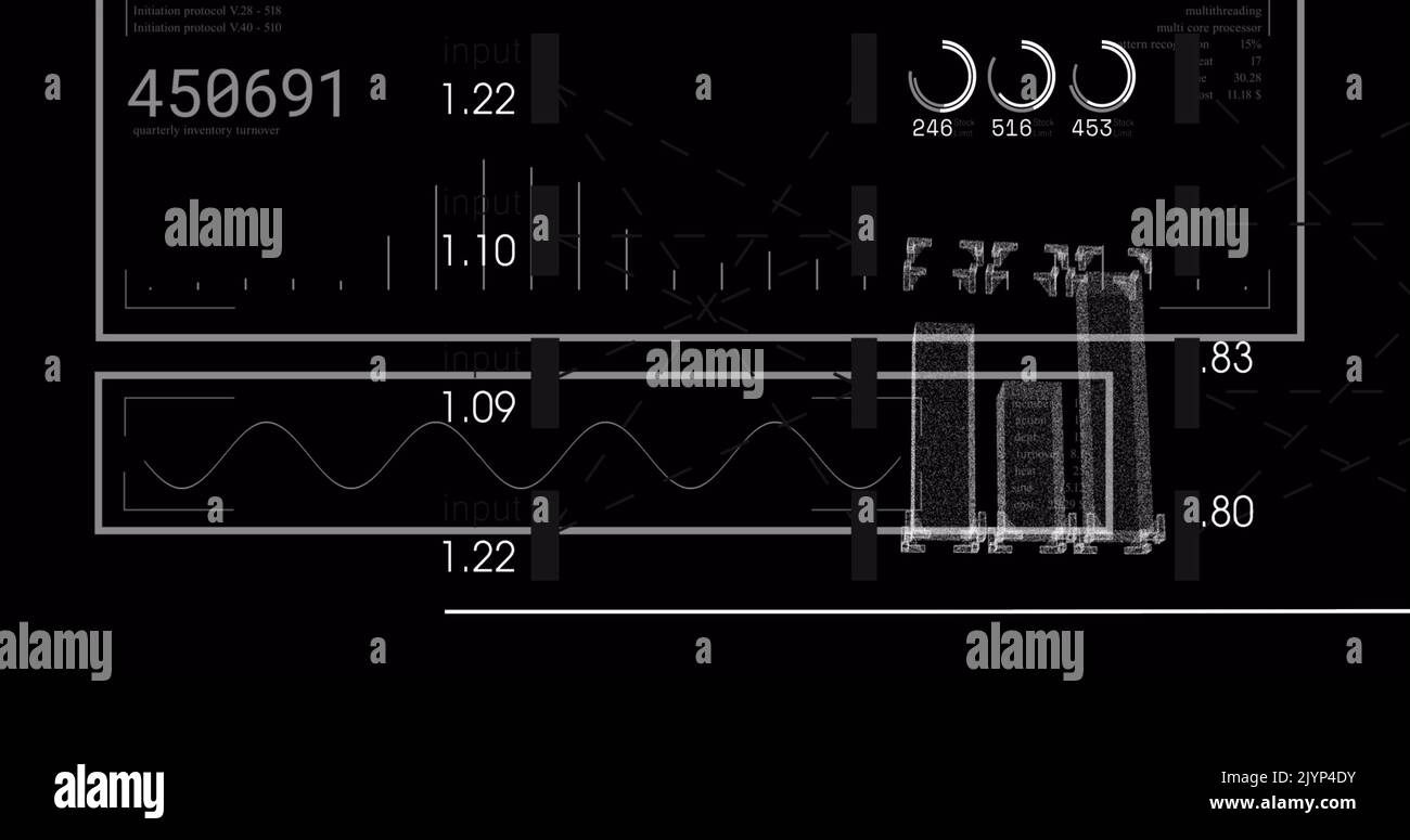 Image of digital data processing over black background Stock Photo - Alamy