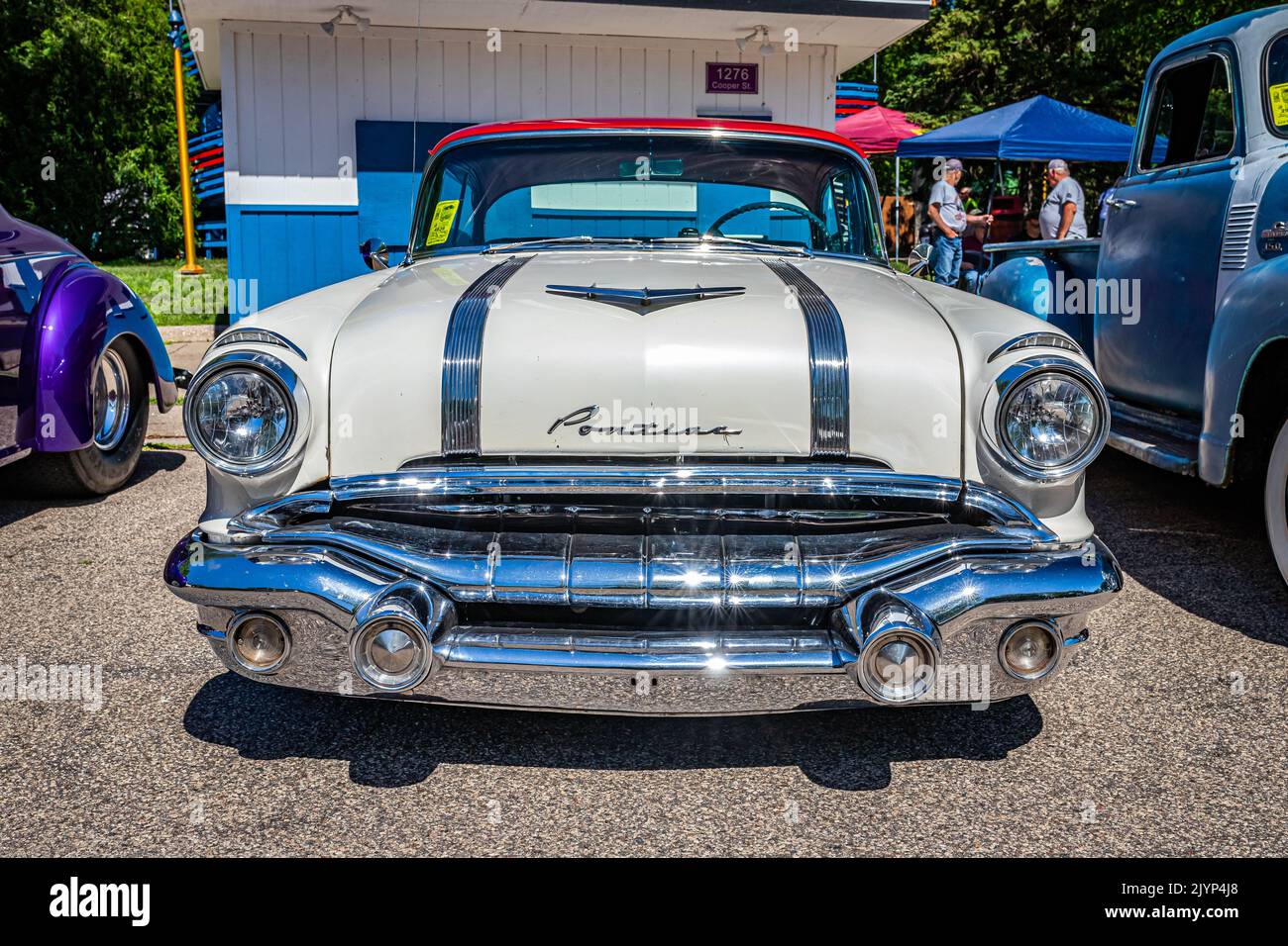 Falcon Heights, MN - June 17, 2022: Low perspective front view of a ...