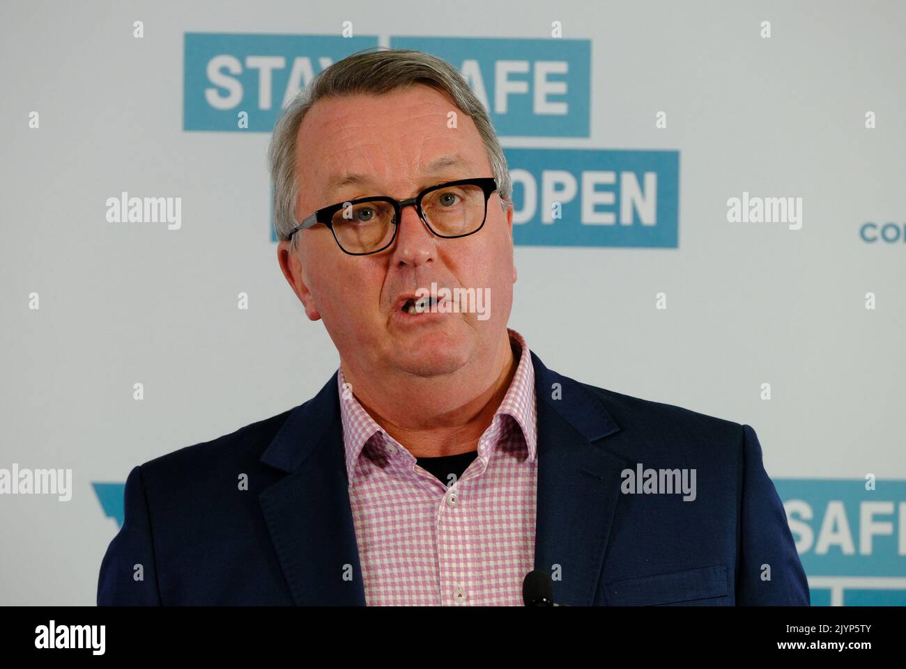 Victorian Health Minister Martin Foley addresses the media during a ...