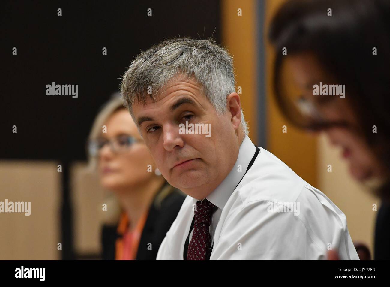 NBN Co CEO Stephen Rue during Senate Estimates at Parliament House in ...