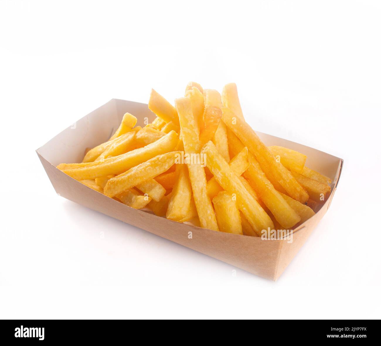 Delicious ready to eat french fries deep fried snack on white ...